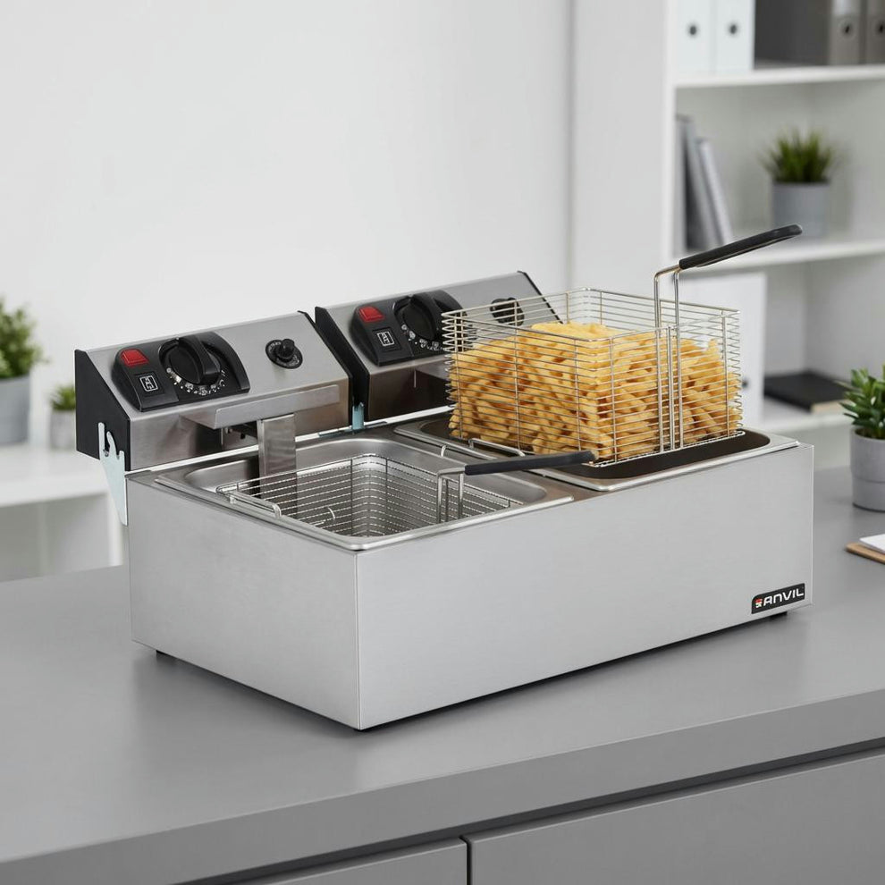 Anvil Double Pan Electric Deep Fryer | Commercial Fish Fryer – Kitchen ...